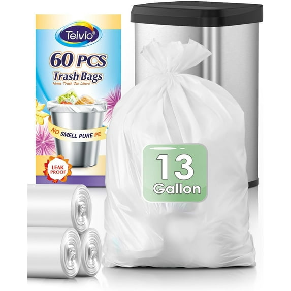 13 Gallon 60 Counts Strong Tall Kitchen Trash Bags Garbage Bags by ...