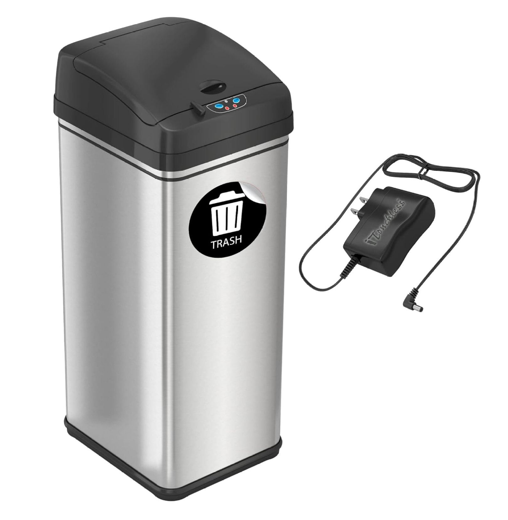 13 Gallon Automatic Sensor Kitchen Trash Can with Adapter, Deodorizer ...