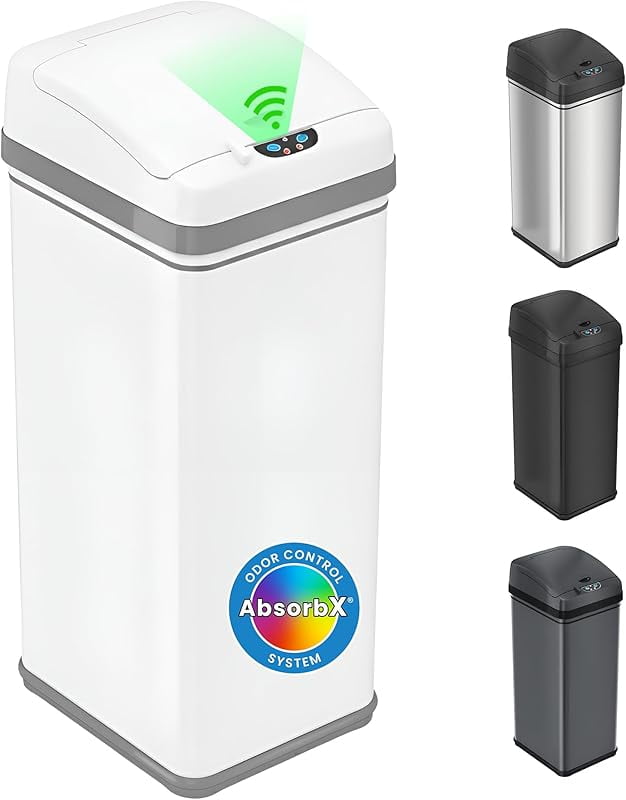 13 Gallon Automatic Sensor Trash Can with AbsorbX Odor Filter ...