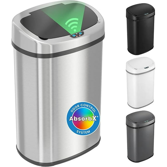 13 Gallon Automatic Sensor Trash Can with AbsorbX Odor Filter ...