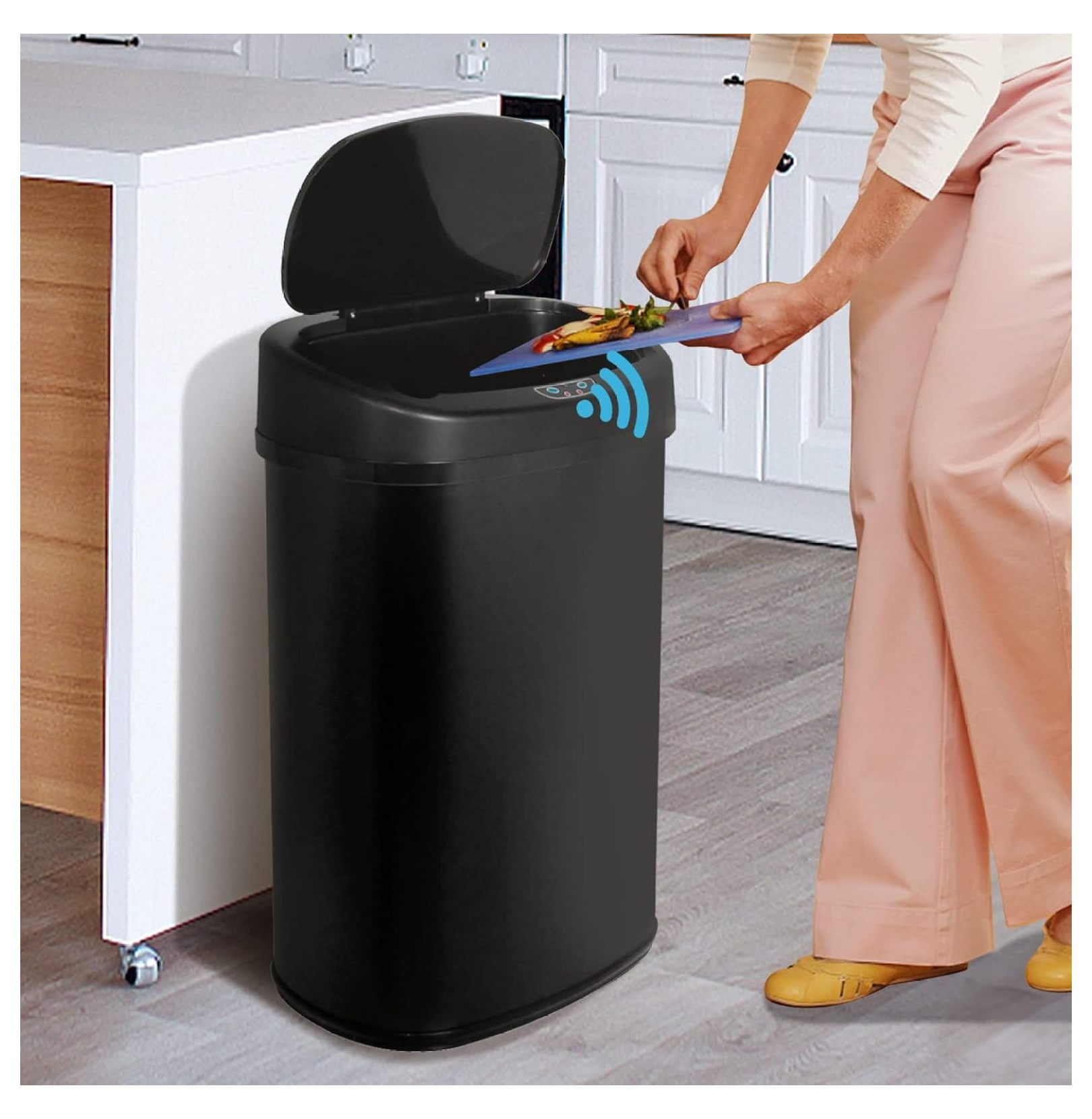 13 Gallon Automatic Touchless Trash Can with Sensor, Stainless Steel ...