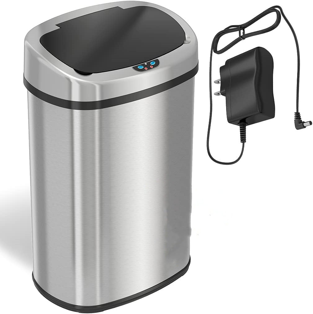 13 Gallon Battery-FREE Automatic Sensor Kitchen Trash Can with Power ...
