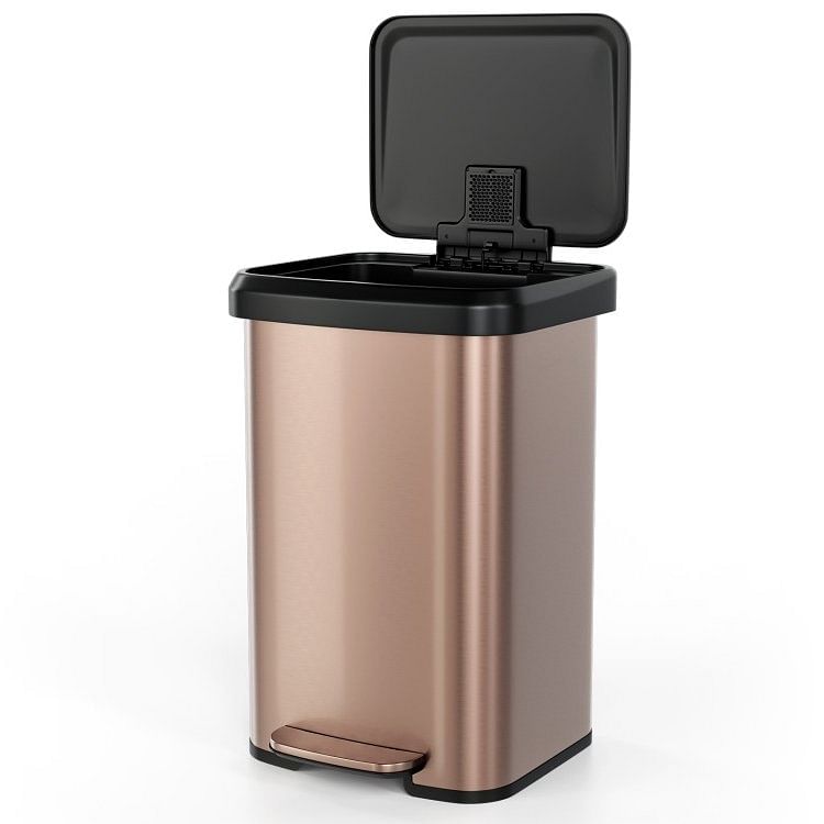 13-Gallon Copper Gold Stainless Steel Step Trash Can with Soft Close ...