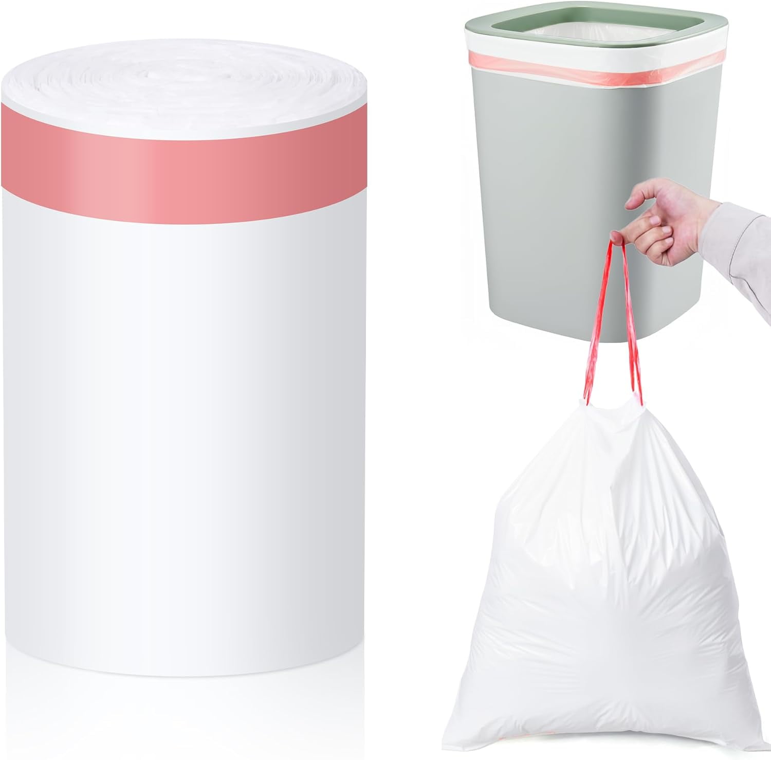 13 Gallon Drawstring Tall Kitchen Trash Bags,Clean Fresh Scent and ...