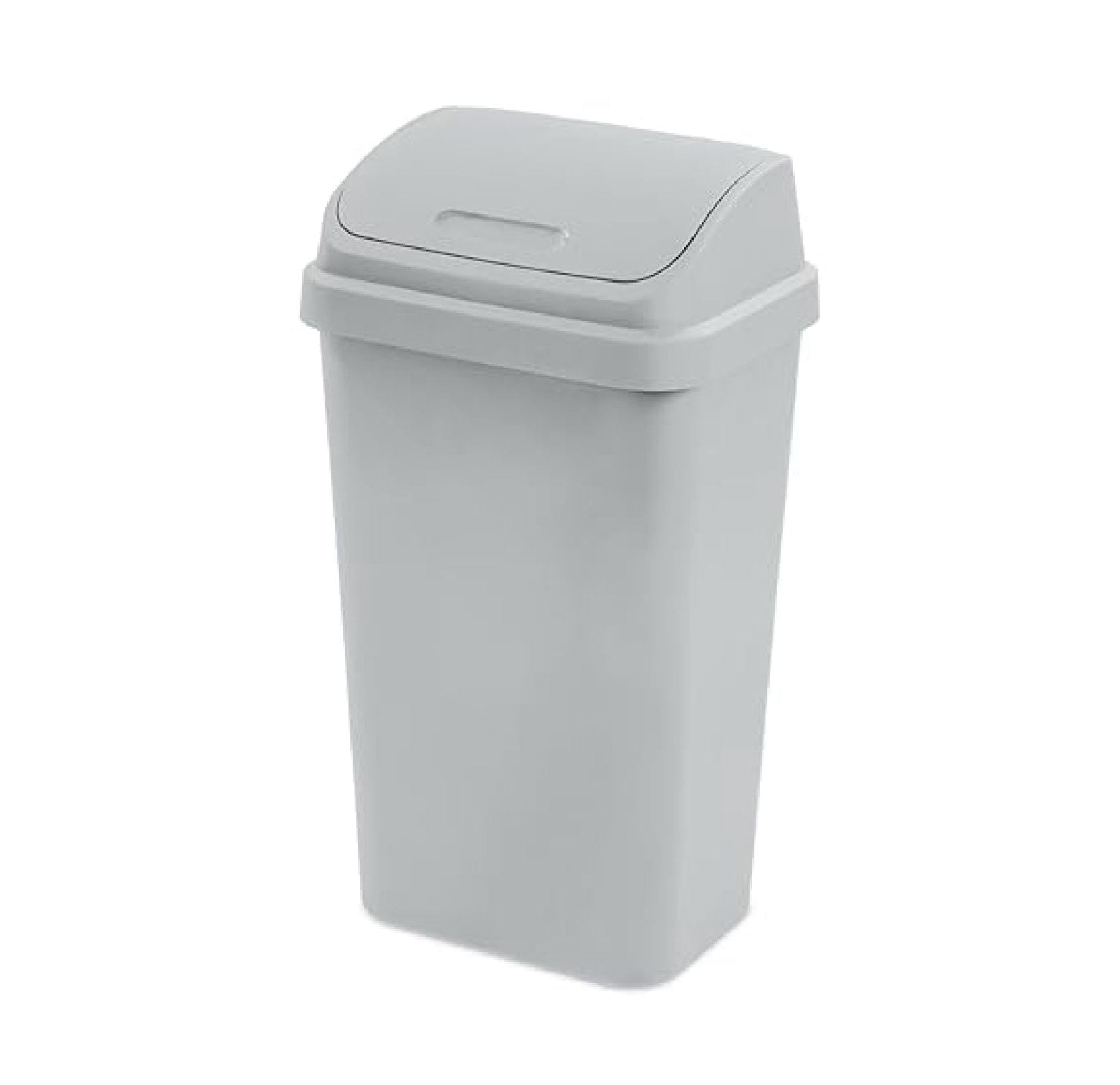 13 Gallon Kitchen Step Trash Can, Light Gray Plastic Garbage Bin with ...
