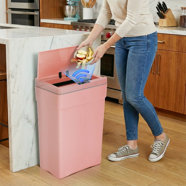 13 Gallon Kitchen Trash Can Automatic Garbage Can Touchless Plastic ...