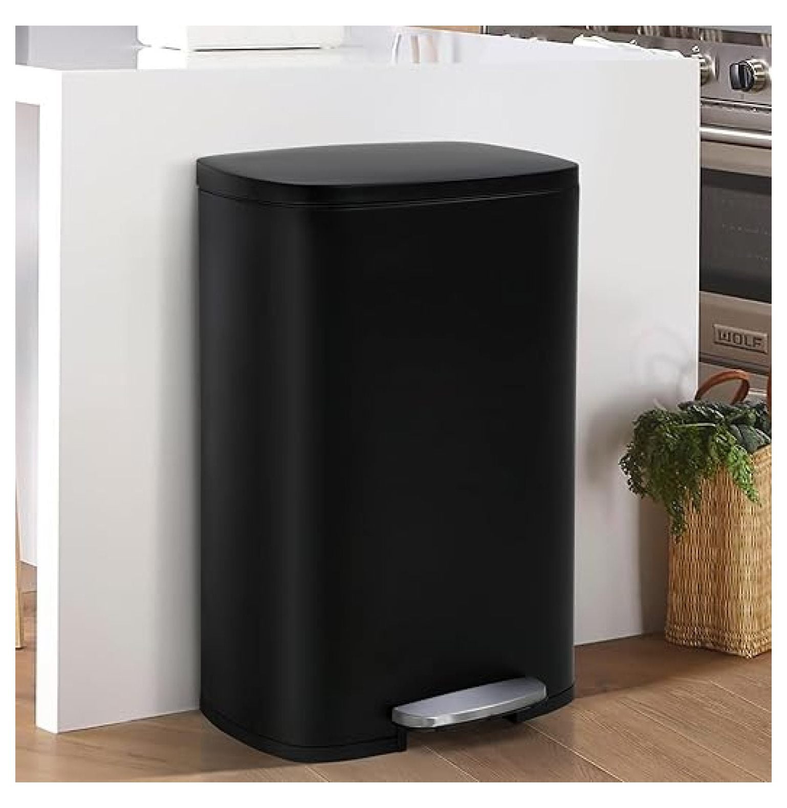 13 Gallon Kitchen Trash Can with Lid, Garbage Can with Foot Pedal and ...