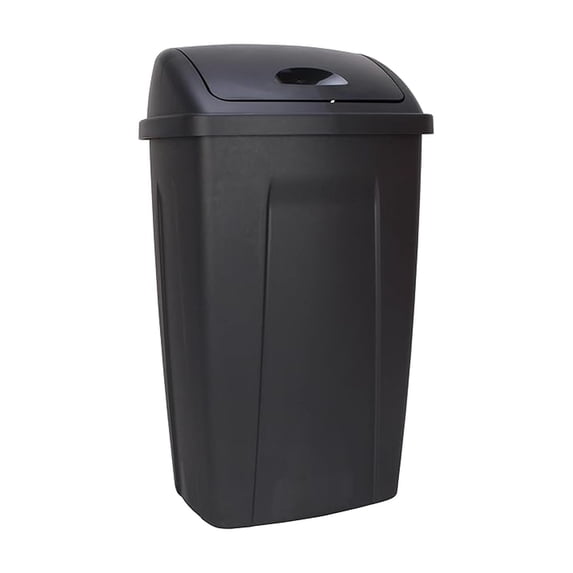 13 Gallon Kitchen Trash Can - Plastic Garbage Bin with Lid - Black ...