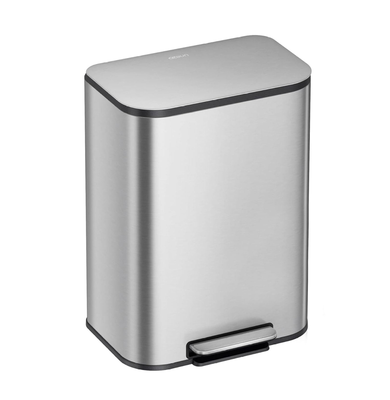 13 Gallon Kitchen Trash Can, Stainless Steel Step Garbage Can with Lid ...