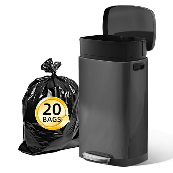 13 Gallon Kitchen Trash Can with Lid, 50L/13Gal Office Step Garbage Can ...