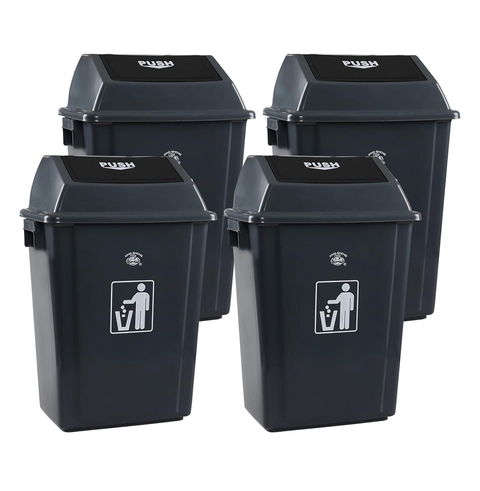 13 Gallon Large Plastic Trash Can with Swing Lid, Kitchen Garbage Can ...