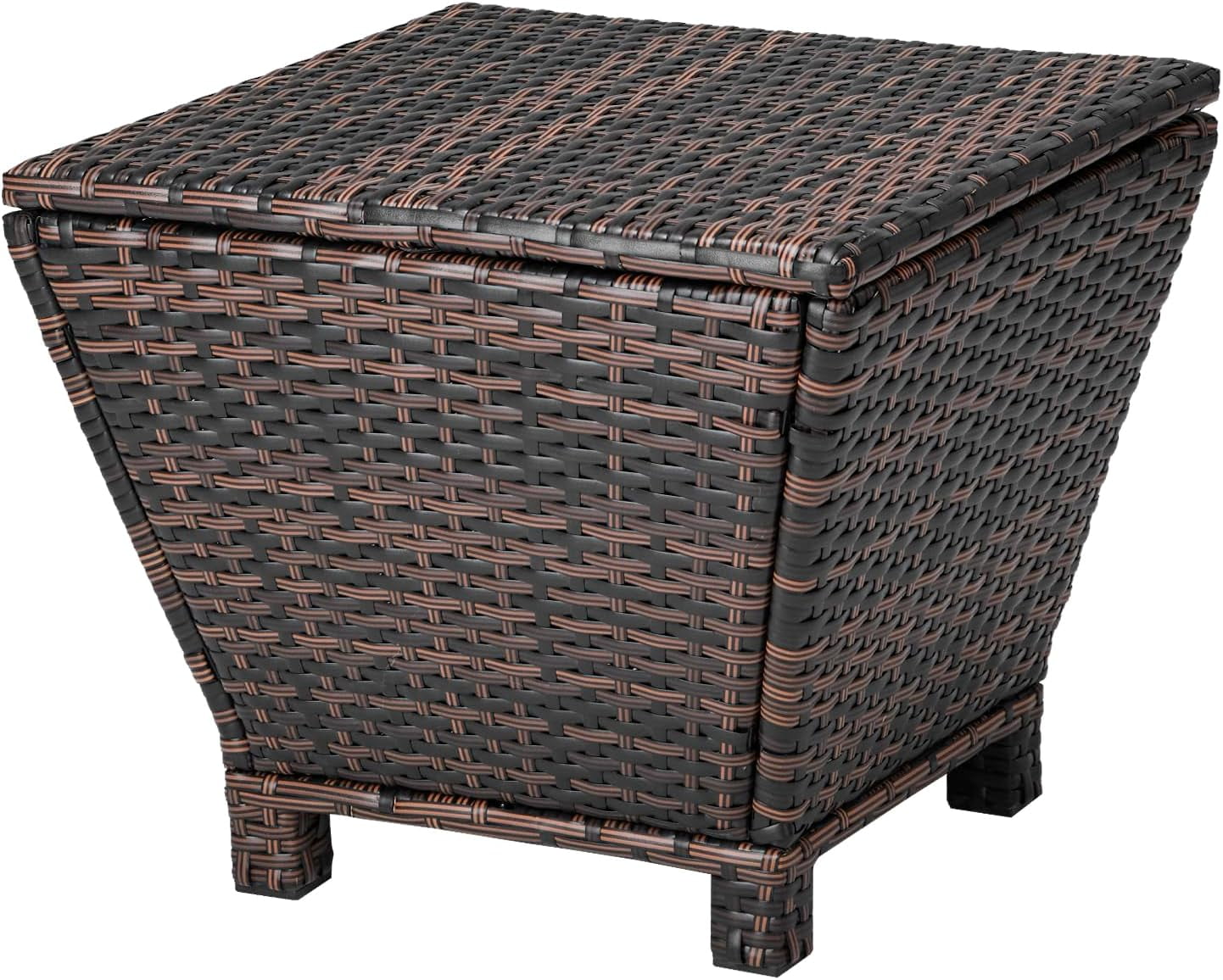 13 Gallon Outdoor Deck Box, Wicker Outdoor Storage Box with Lid, Small ...