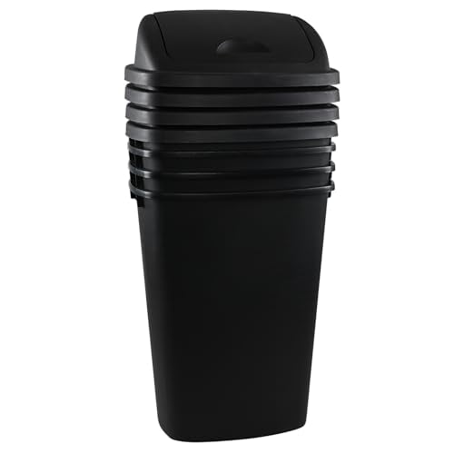 13 Gallon Plastic Kitchen Garbage Can with Swing Lid, Large Lidded ...