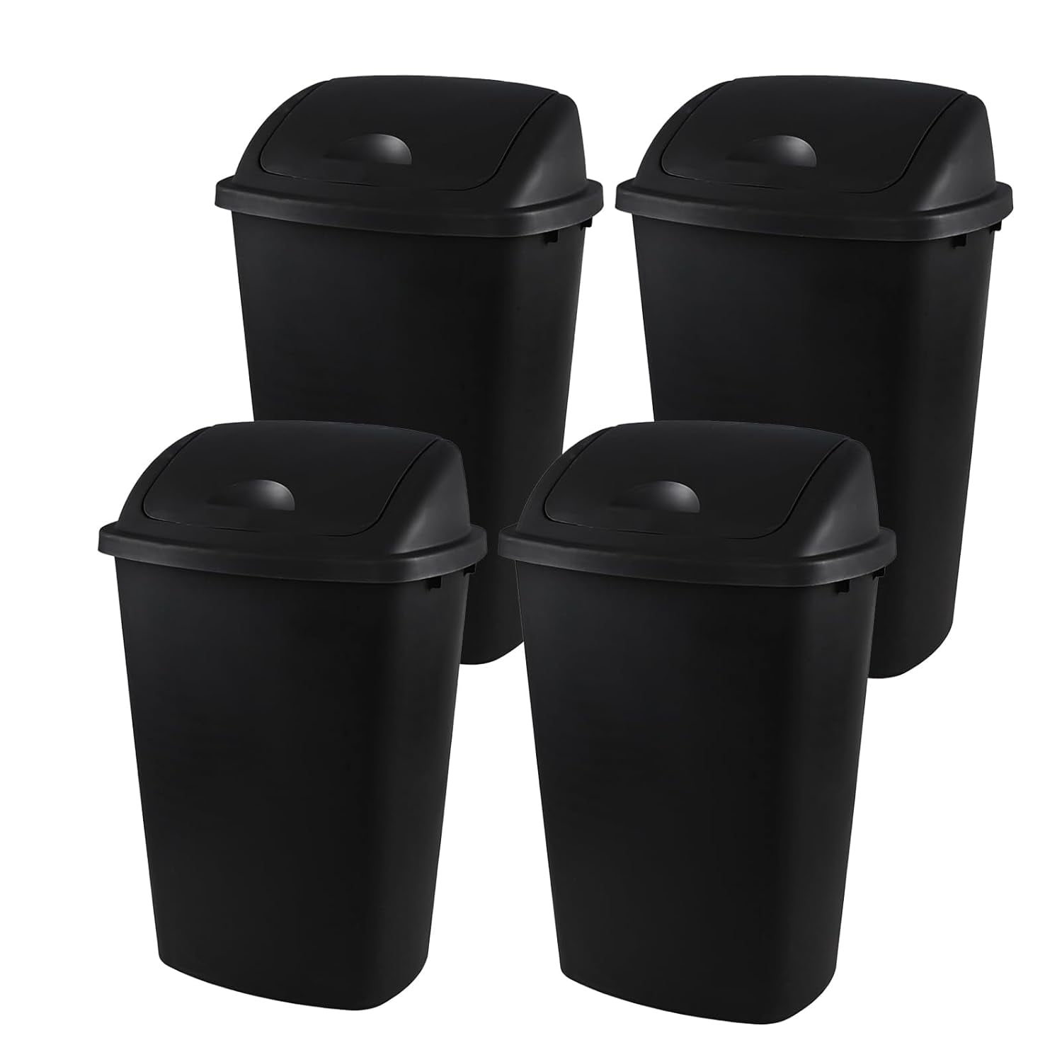 13 Gallon Plastic Kitchen Trash Can with Swing Lid, Large Swing Top ...