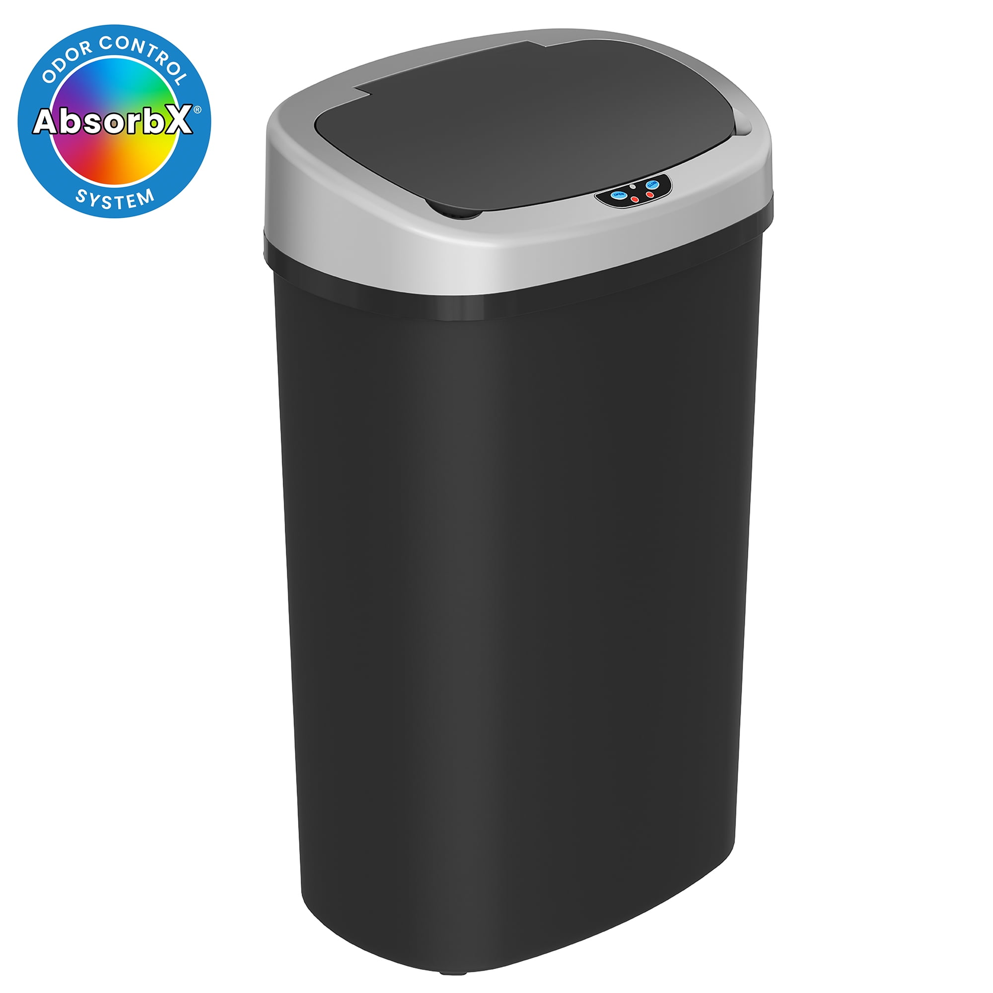 13 Gallon Plastic Sensor Kitchen Trash Can with Odor Filter, Slim Space ...