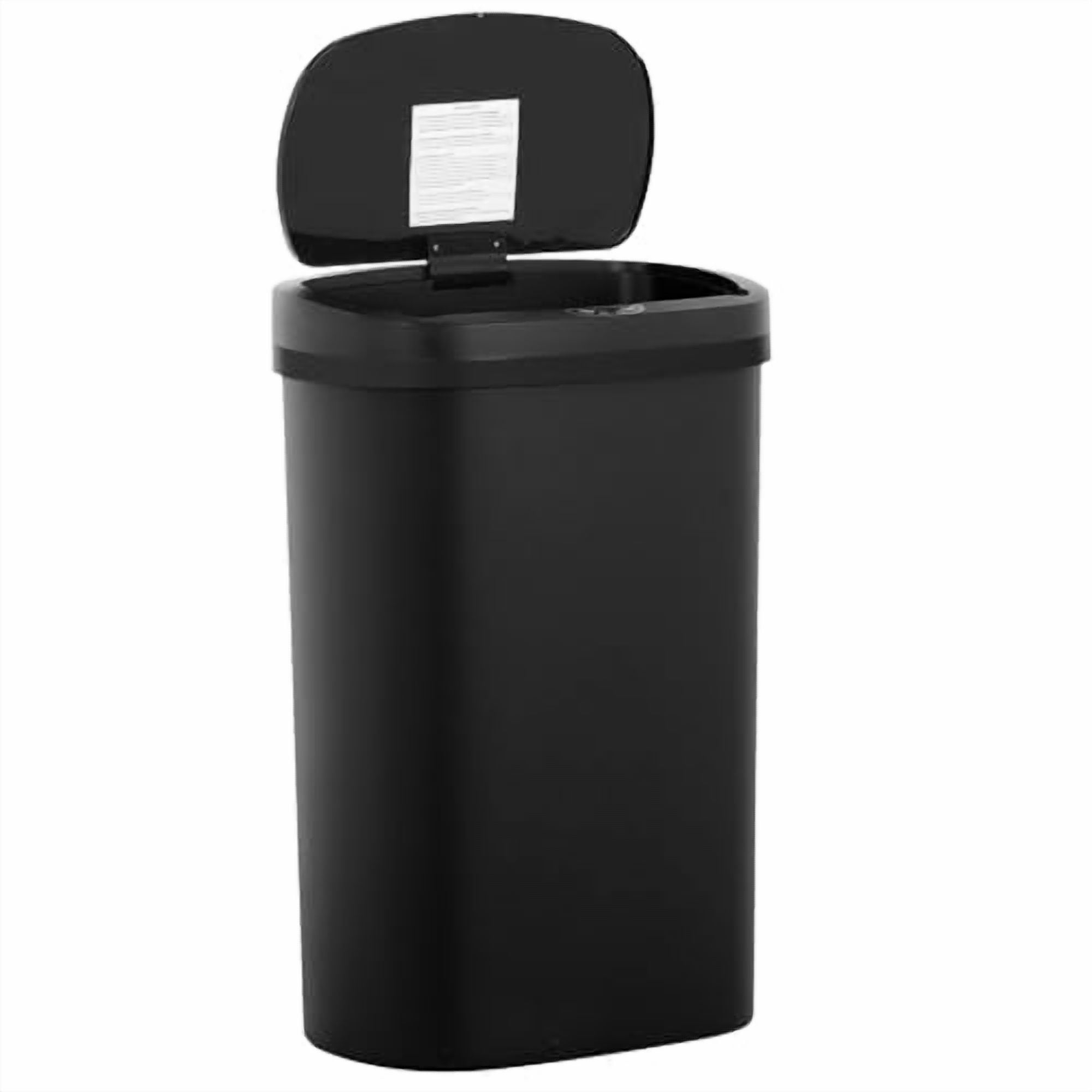 | 13 Gallon Plastic Trash Can with Lid | Dark Black | Automatic ...