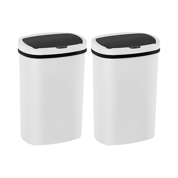 | 13 Gallon Plastic Trash Can | White | Automatic Touchless Lid with ...