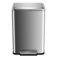 13 Gallon Rectangular Stainless Steel Kitchen Trash Can with Soft-Close Lid, Step Pedal, Hands ...