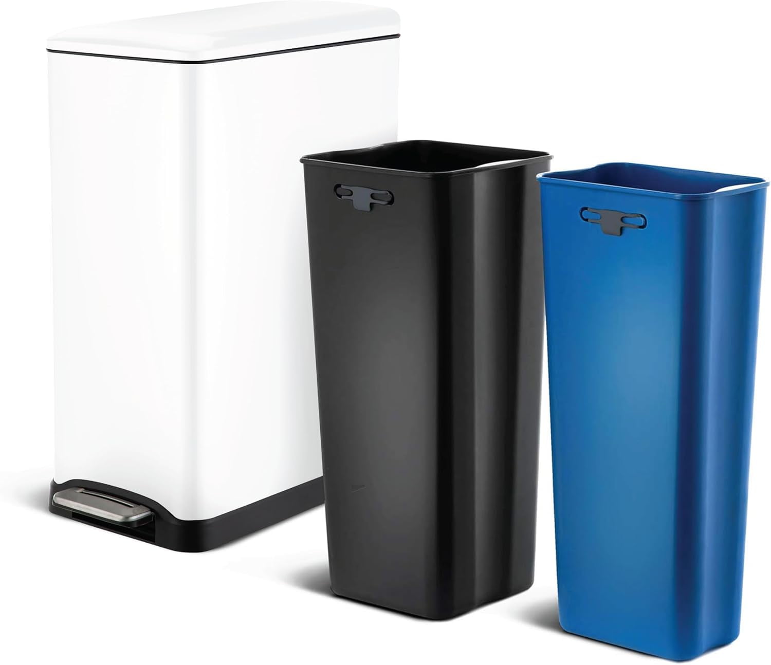 13 Gallon Slim Kitchen Trash Can with Dual Compartments for Recycling ...