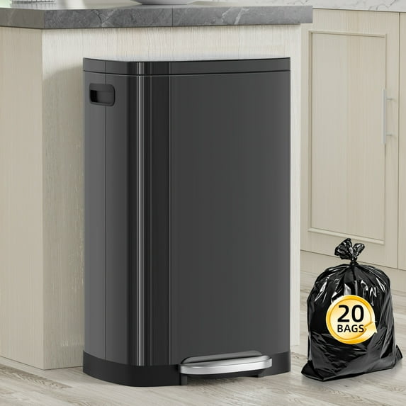 13 Gallon Stainless Steel Kitchen Trash Can | Fingerprint-resistant ...