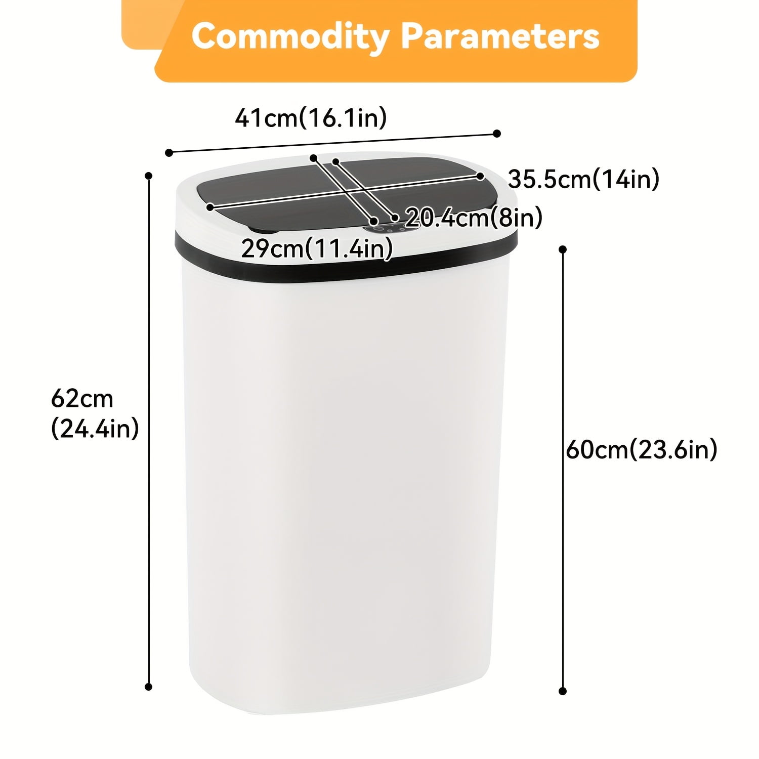 13 Gallon Stainless Steel Motion Sensor Trash Can - Quiet-Close Lid ...