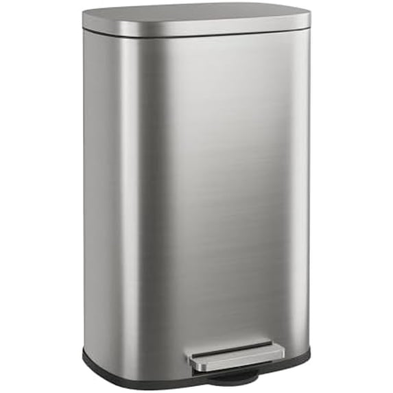 13 Gallon Stainless Steel Trash Can with Inner Bucket, Kitchen Garbage ...