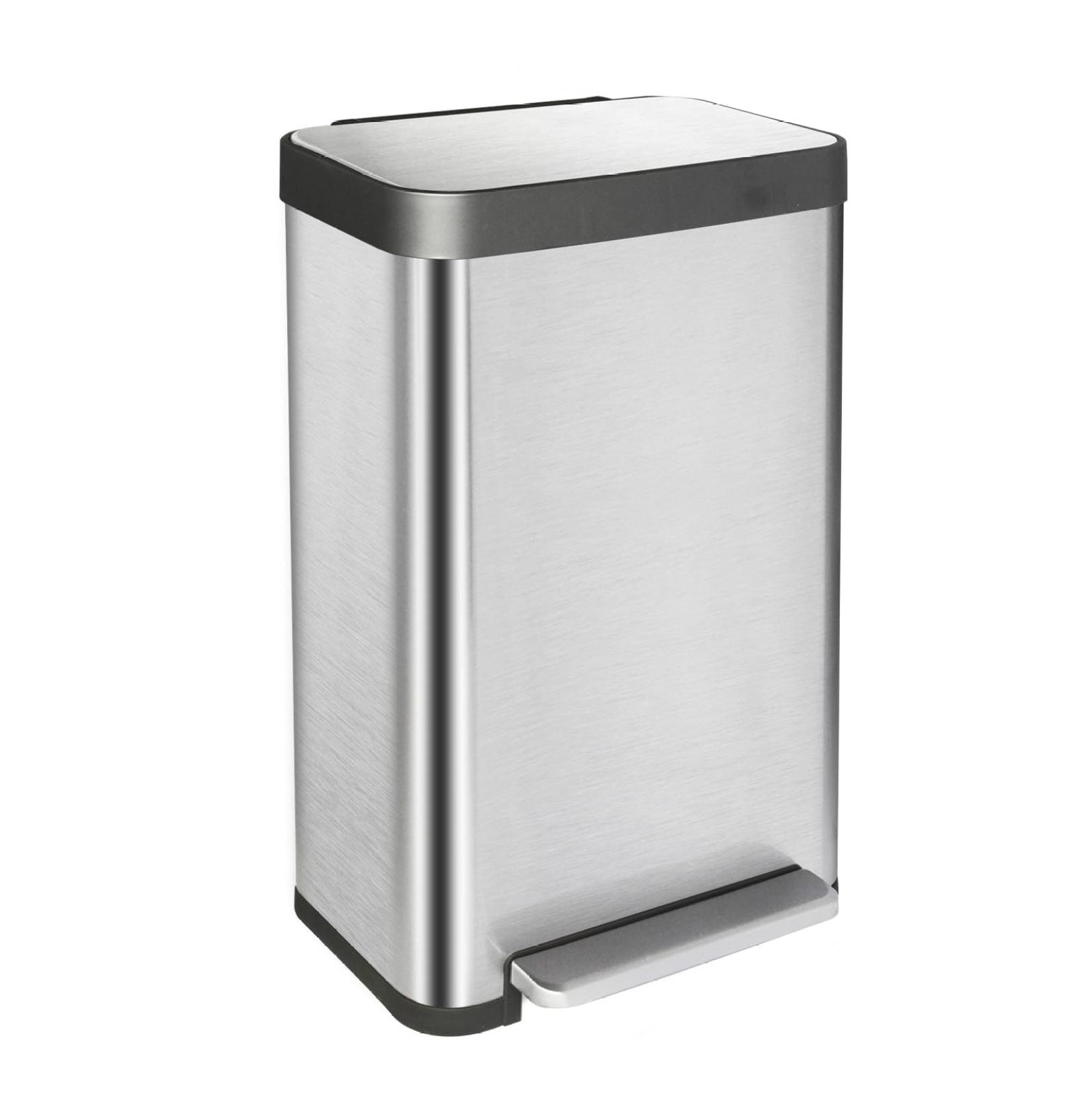 13 Gallon Stainless Steel Trash Can with Removable Inner Bucket, Soft ...