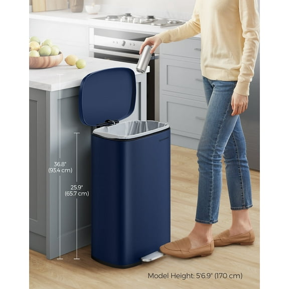 13 Gallon (50 L) Trash Can, Stainless Steel Kitchen Garbage Can ...