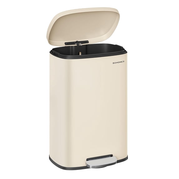 13 Gallon Stainless Steel Trash Can with Soft Close Lid Step-On Pedal ...