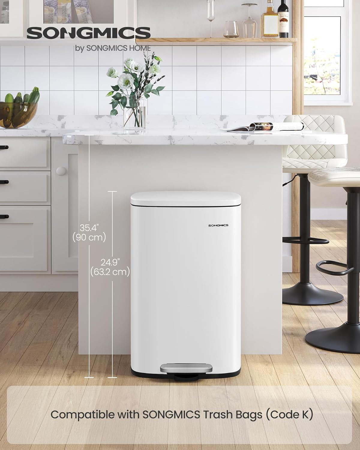 13-Gallon Stainless Steel with Step-On Pedal and Removable Inner Bucket ...