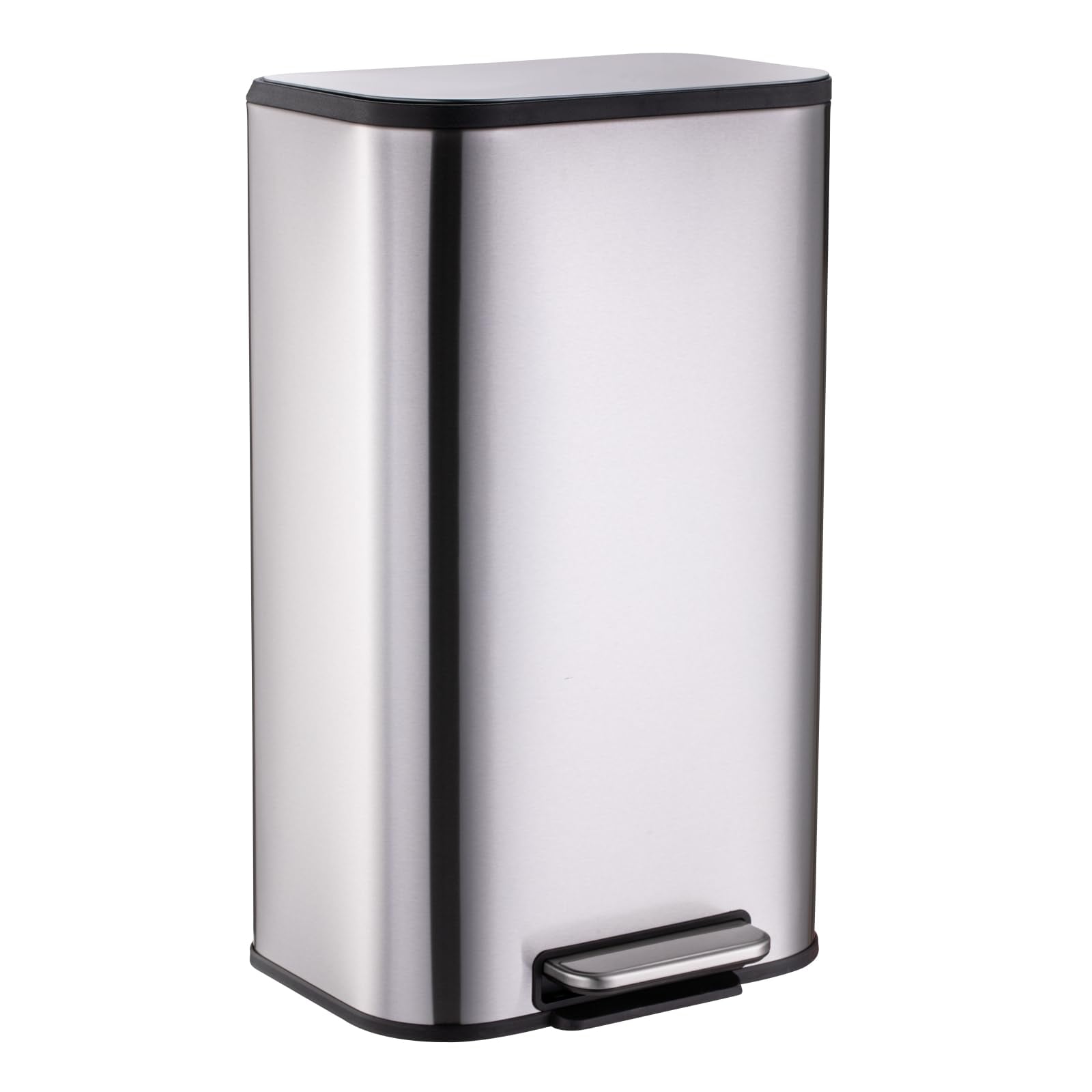 13 Gallon Tall Kitchen Garbage Can, Hands-Free Stainless Steel Trash ...