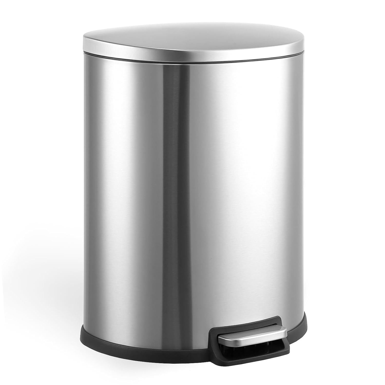 13 Gallon Tall Kitchen Garbage Can, Stainless Steel Trash Bin with Soft ...