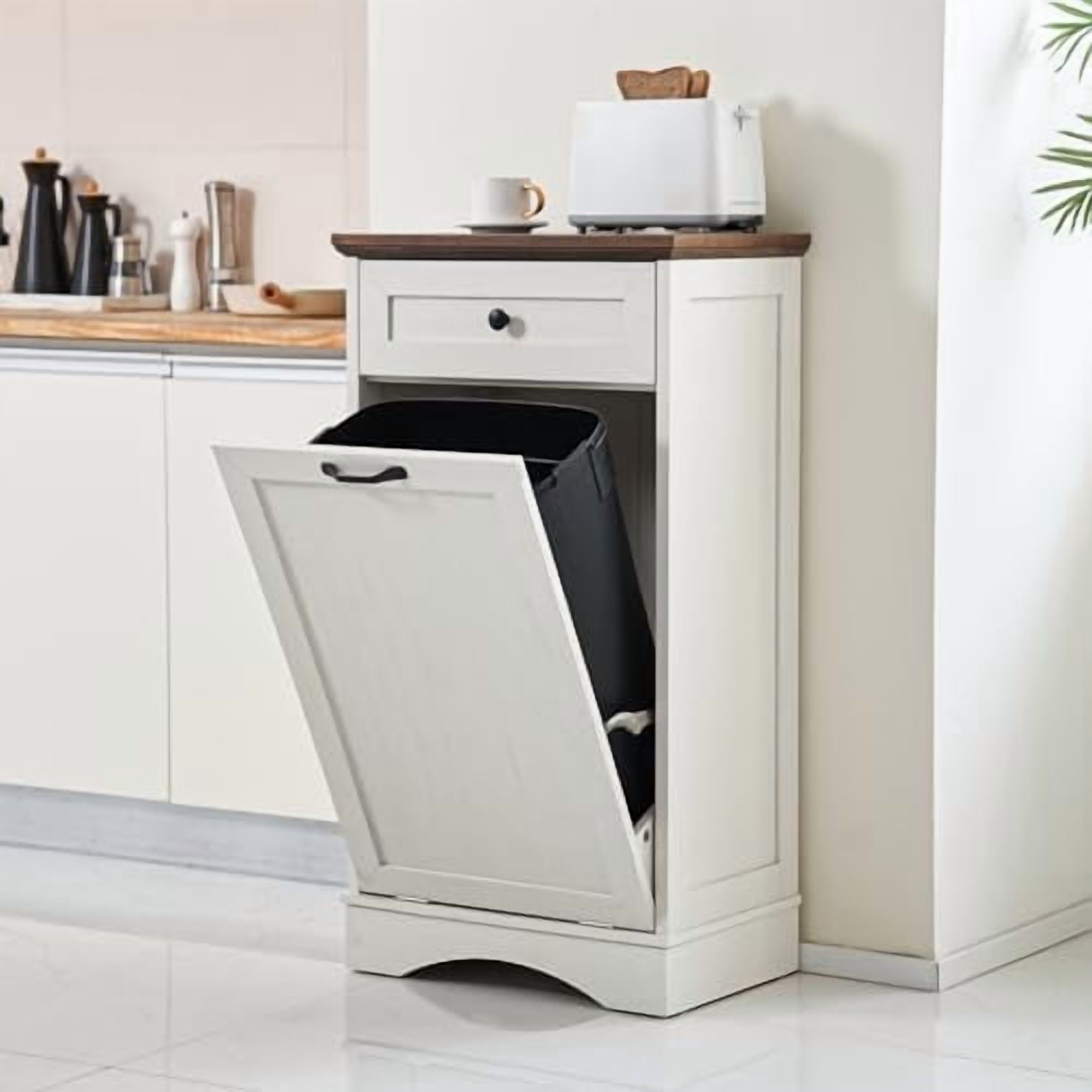 13 Gallon Tilt Out Trash Cabinet Kitchen Waste Bins, Laundry Hamper ...