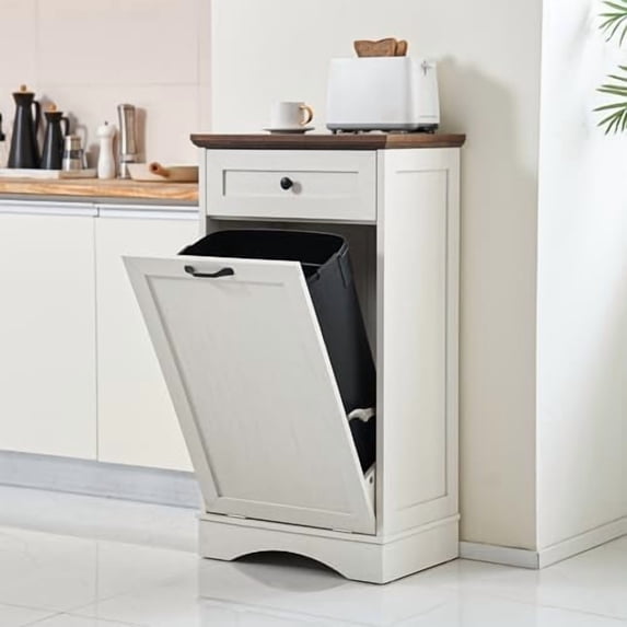 13 Gallon Tilt Out Trash Cabinet Kitchen Waste Bins, Laundry Hamper ...