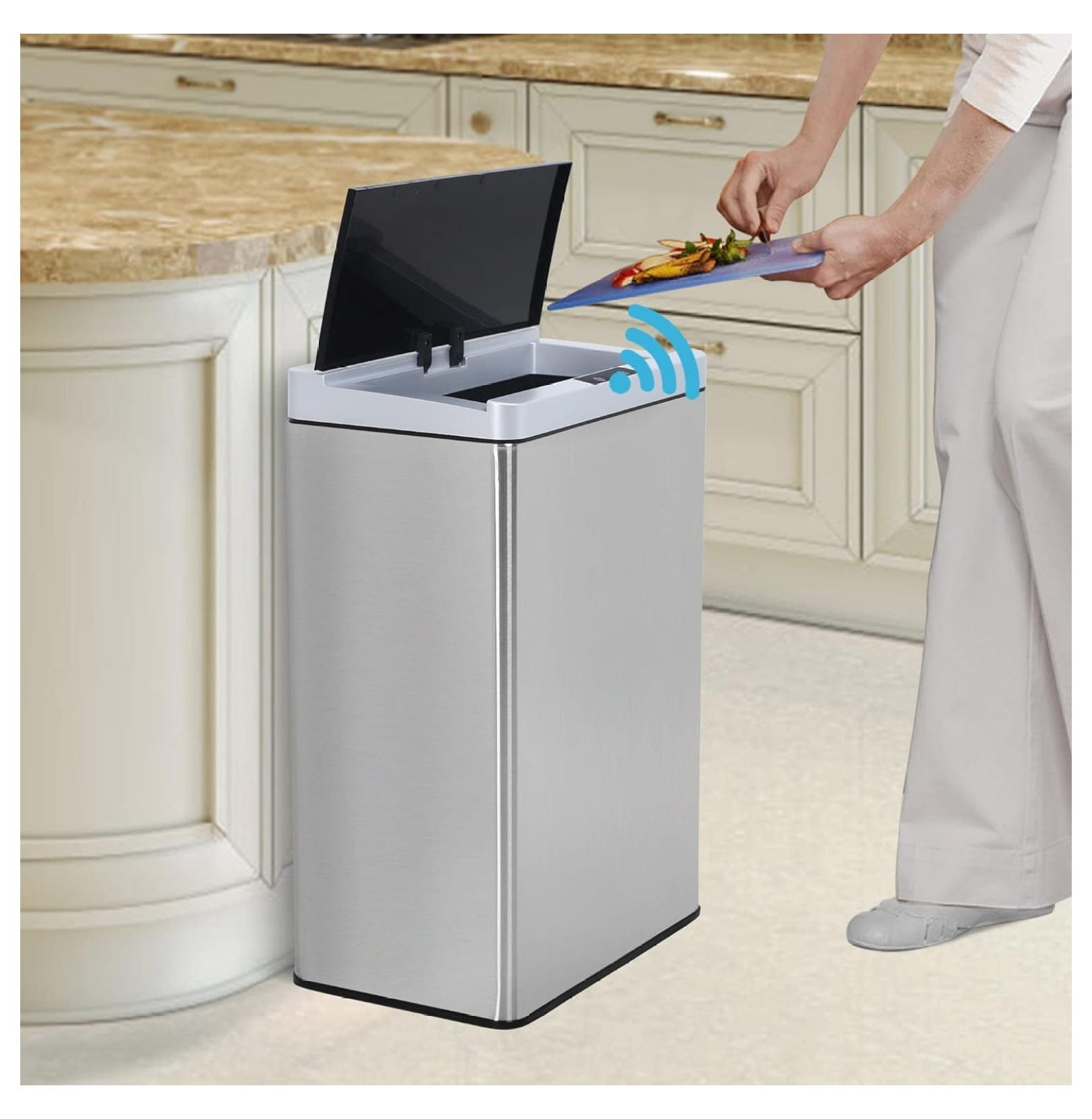 13 Gallon Trash Can, Automatic Kitchen Trash Can with Sensor, Touchless ...