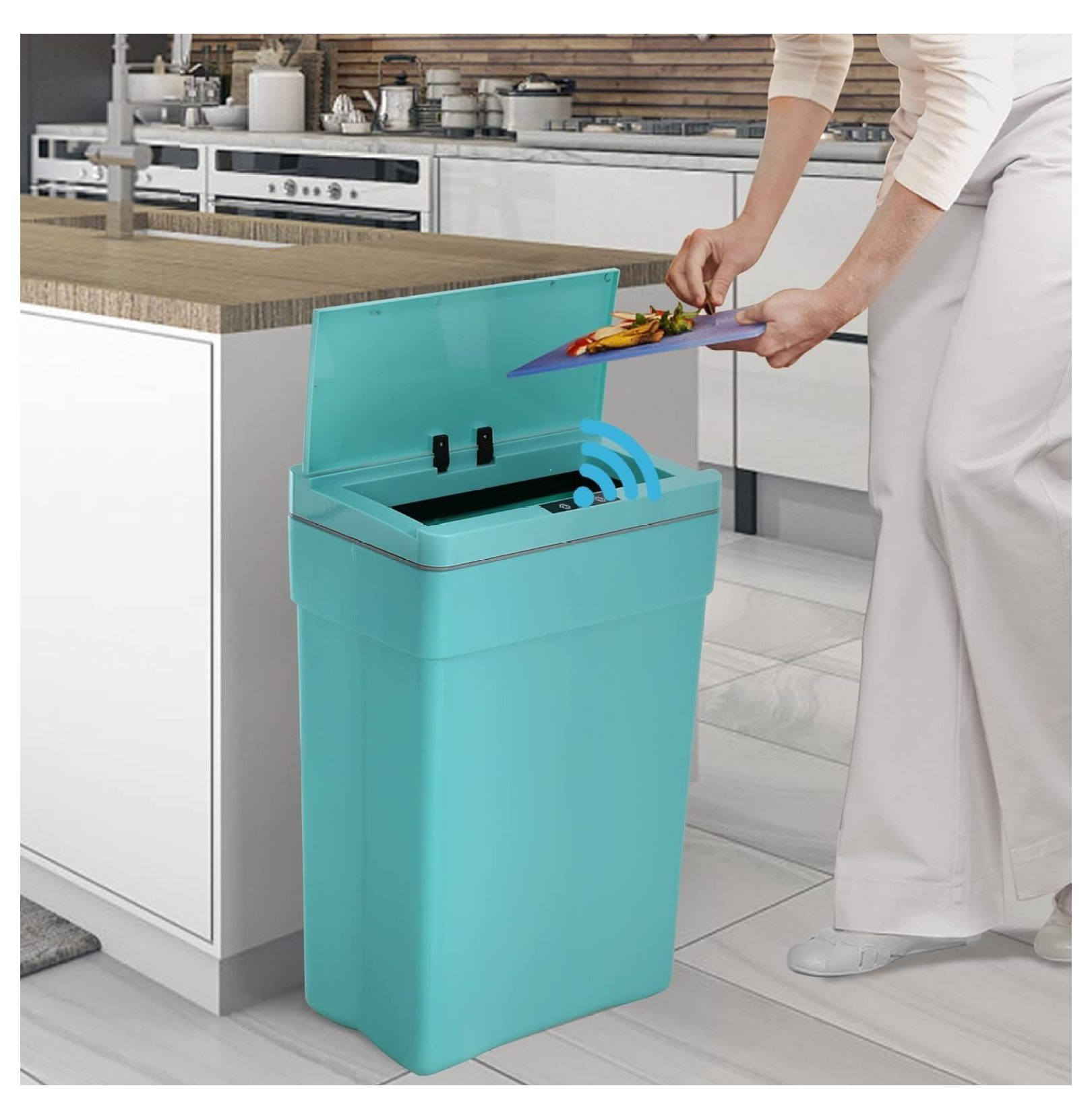 13 Gallon Trash Can, Automatic Kitchen Trash Can with -sensing Lid ...
