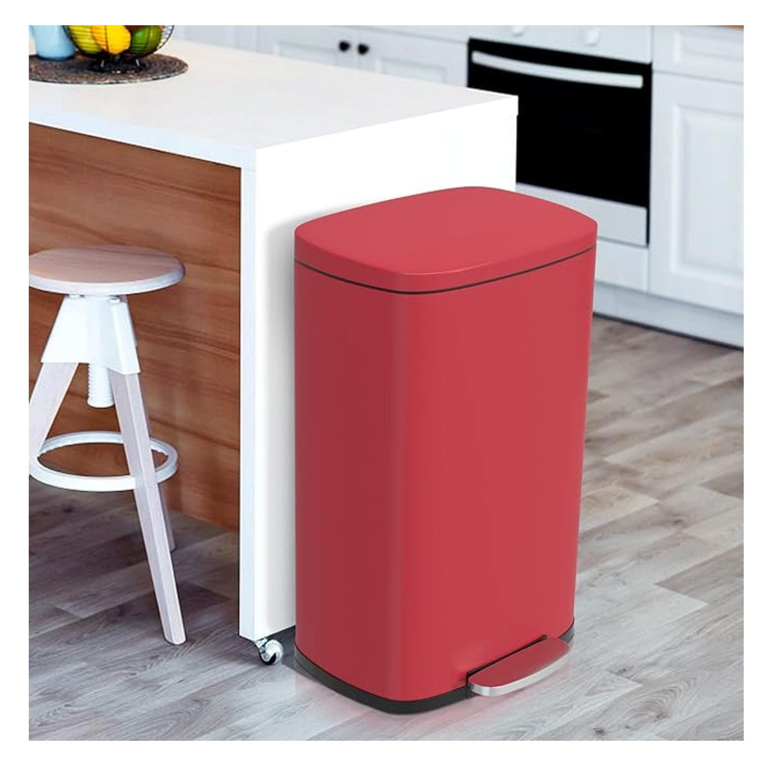 13 Gallon Trash Can, Brushed Stainless Steel Kitchen Trash Can with ...