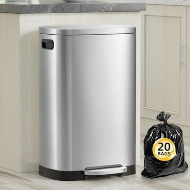 CL.HPAHKL 50L/13G Kitchen Trash Can, Stainless Steel, Soft Close Lid ...