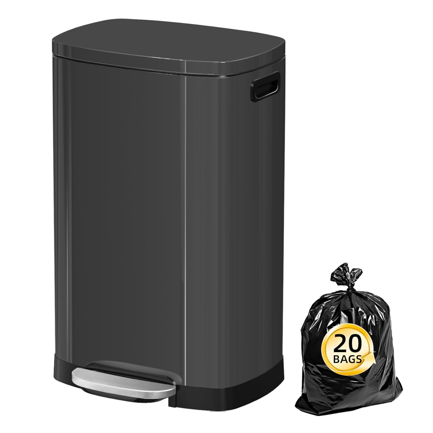 13 Gallon Trash Can with Lid, 50L Fingerprint Proof Stainless Steel ...