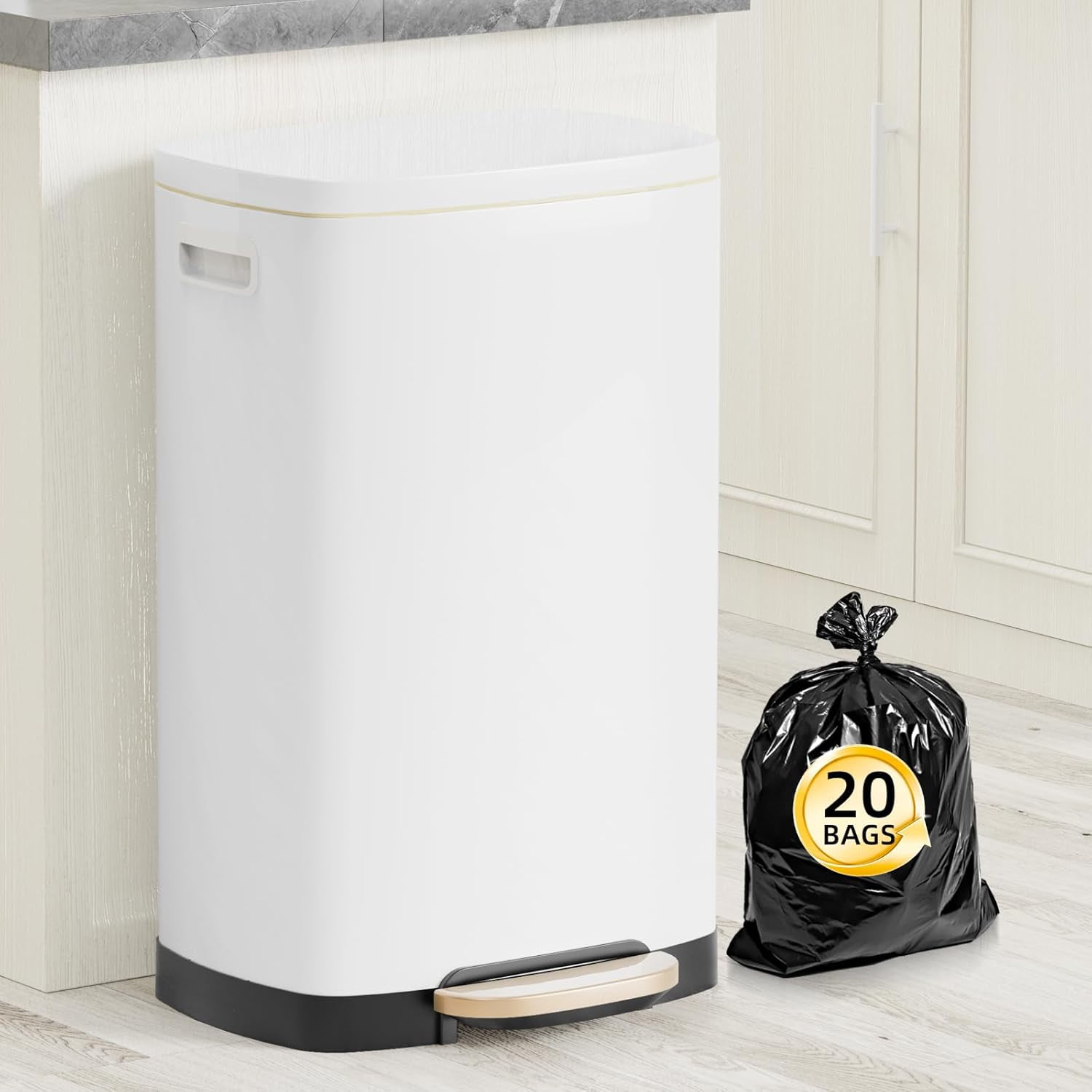 13 Gallon Trash Can with Lid, 50L Fingerprint Proof Stainless Steel ...