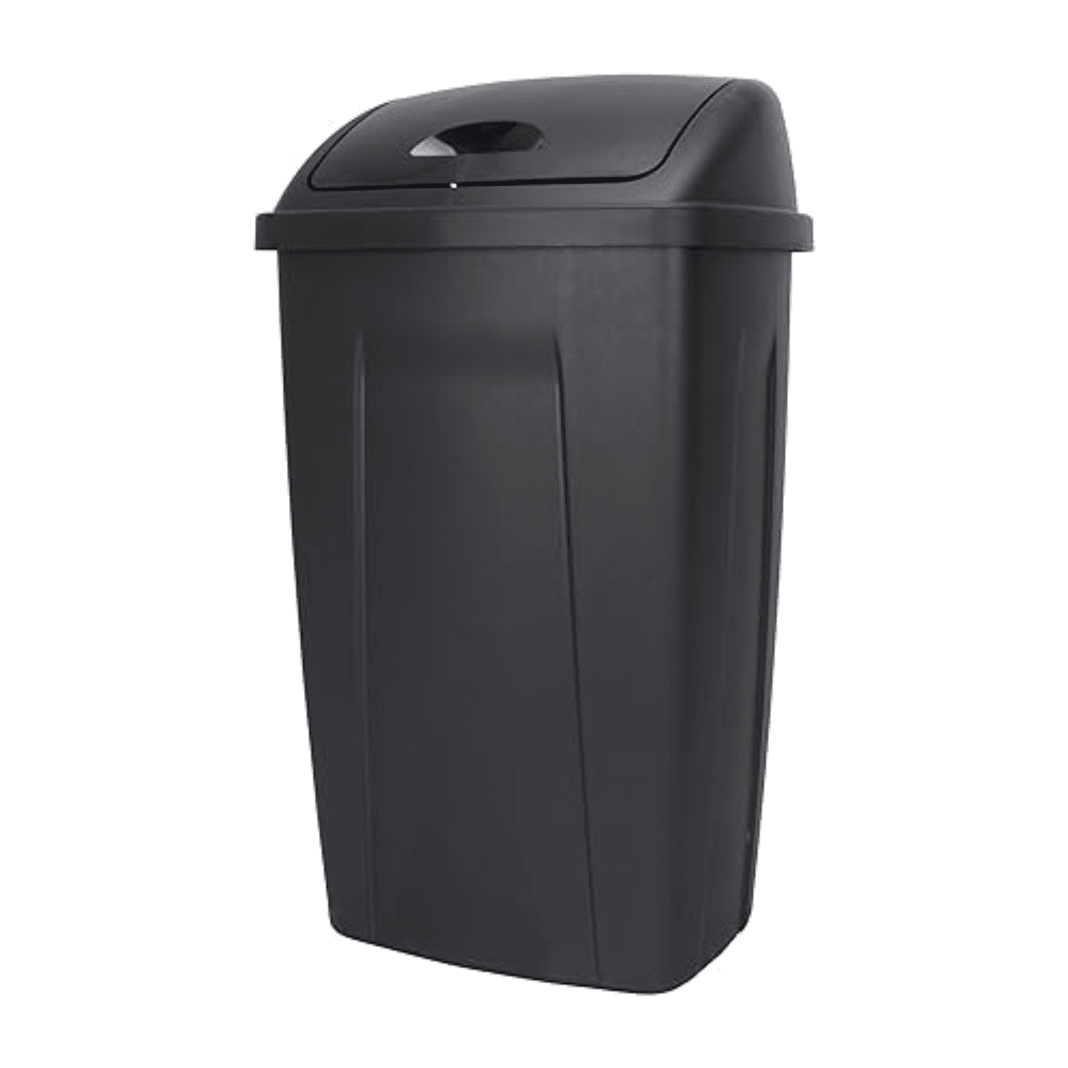 13 Gallon Trash Can, Plastic Swing Top Kitchen Garbage Trash Can (Black ...