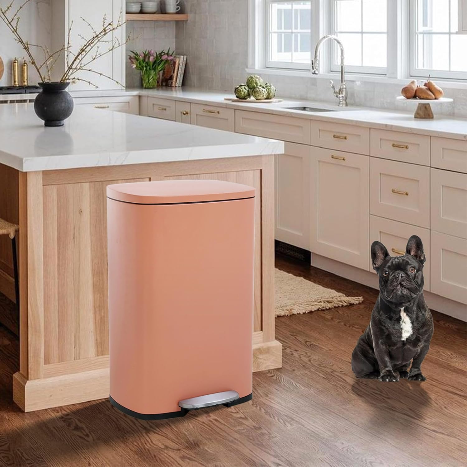 13 Gallon Trash Can,Stainless Steel Kitchen Trash Bin,Fingerprint-Proof,Step Trash Can,Soft ...