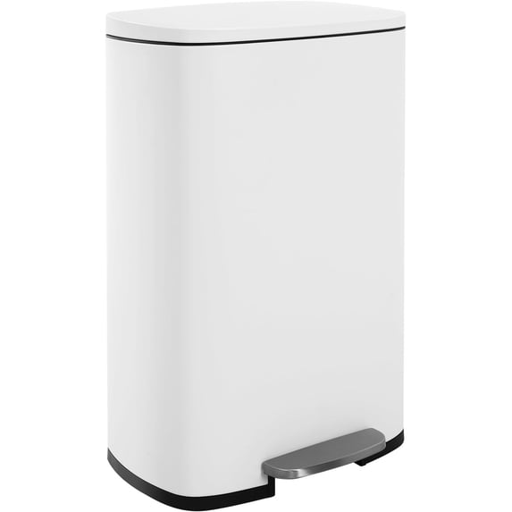 13 Gallon Trash Can with Lid White Fingerprint-Proof Brushed Stainless ...