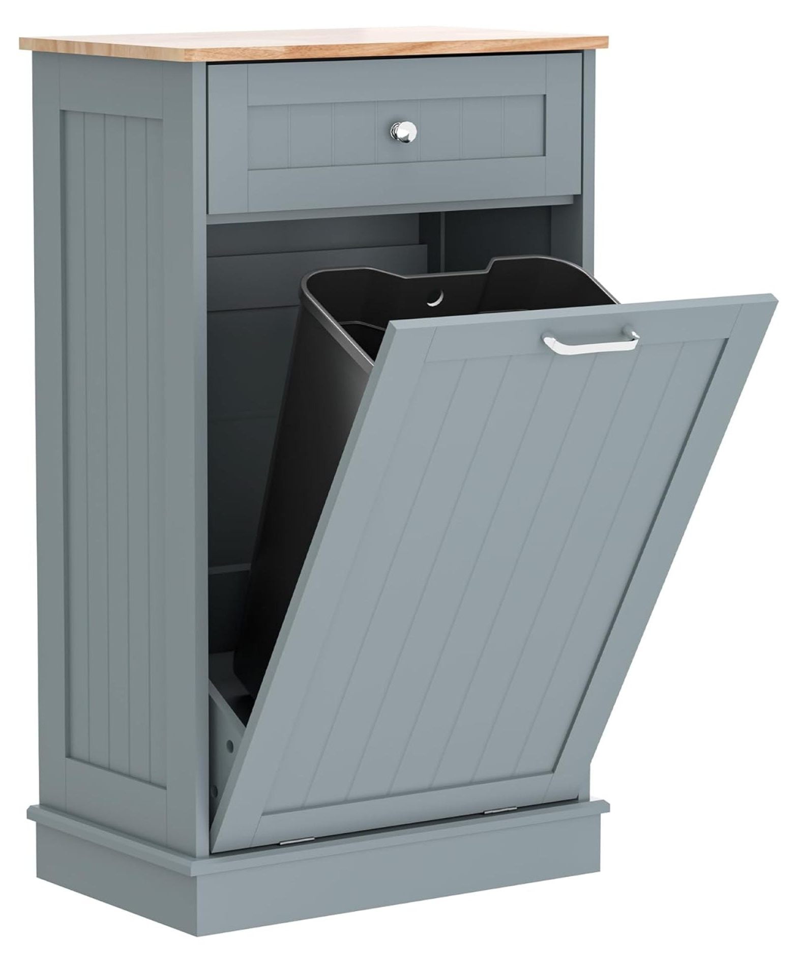 13 Gallons Tilt Out Trash Cabinet, Hidden Trash Can Kitchen Wooden Tilt ...