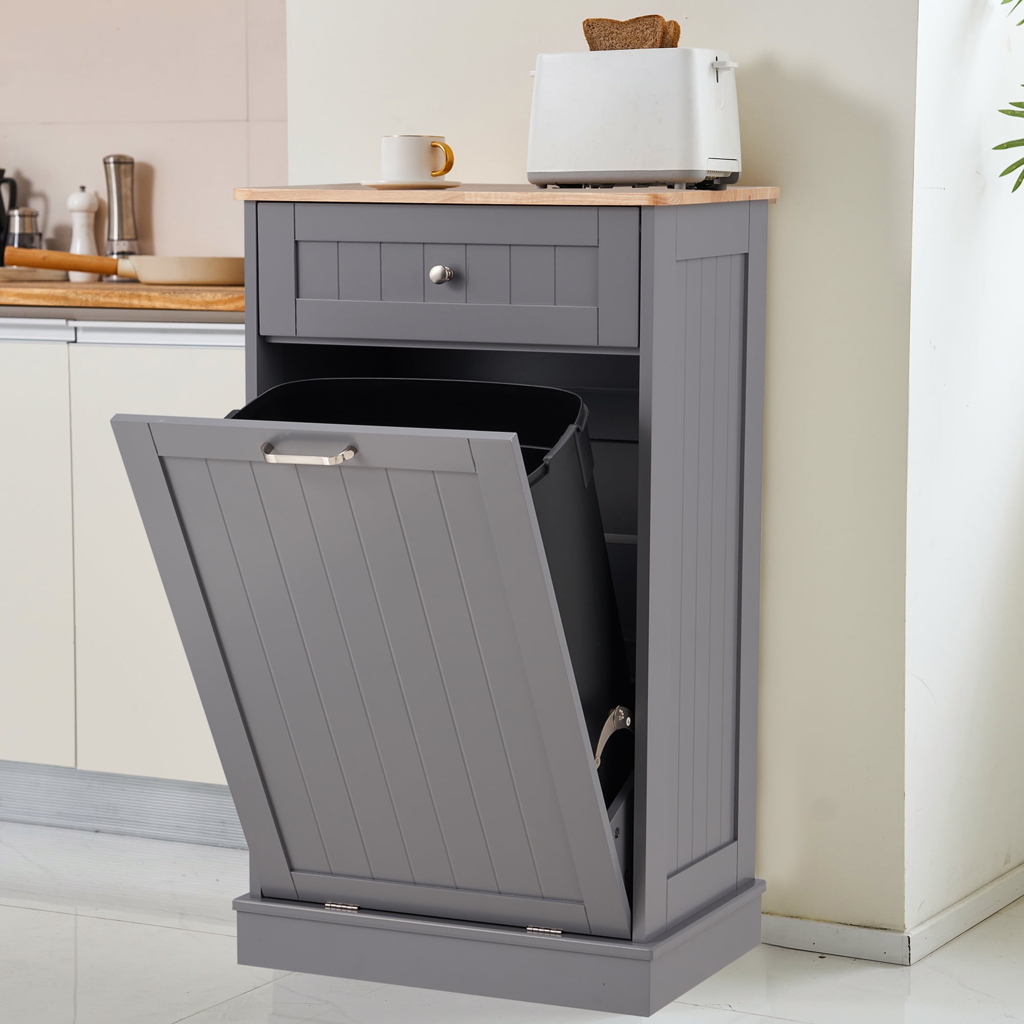 AHB Single Tilt Out Trash Cabinet 13 Gallon Waste Bins Hidden Trash Bin ...