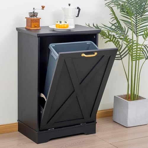 13 Gallons Tilt Out Trash Cabinet, Trash Can Cabinet Wooden Tilt Out ...