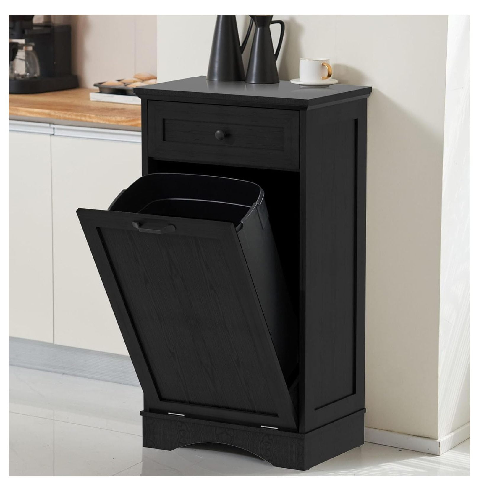 13 Gallons Tilt Out Trash Cabinet Freestanding Kitchen Trash Bin ...