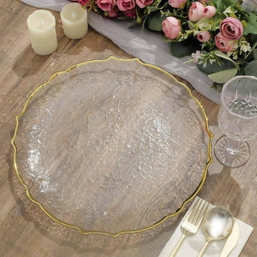 Classic Touch decor CCD619 12 in. Scalloped Chargers with Gold- Set of ...