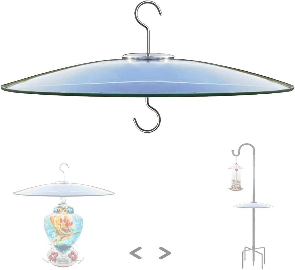 13" Glass Rain Cover for Bird Feeder Outdoors - Baffle on Shepherd Pole ...