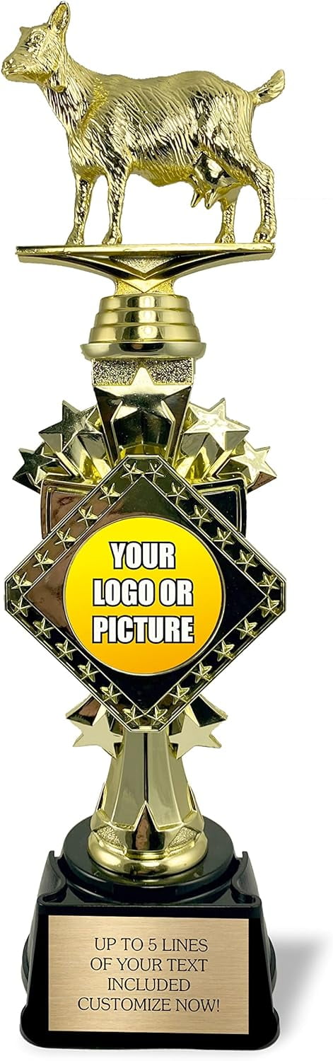 13” Goat Trophy with Custom Picture and Engraved Plate, Funny ...